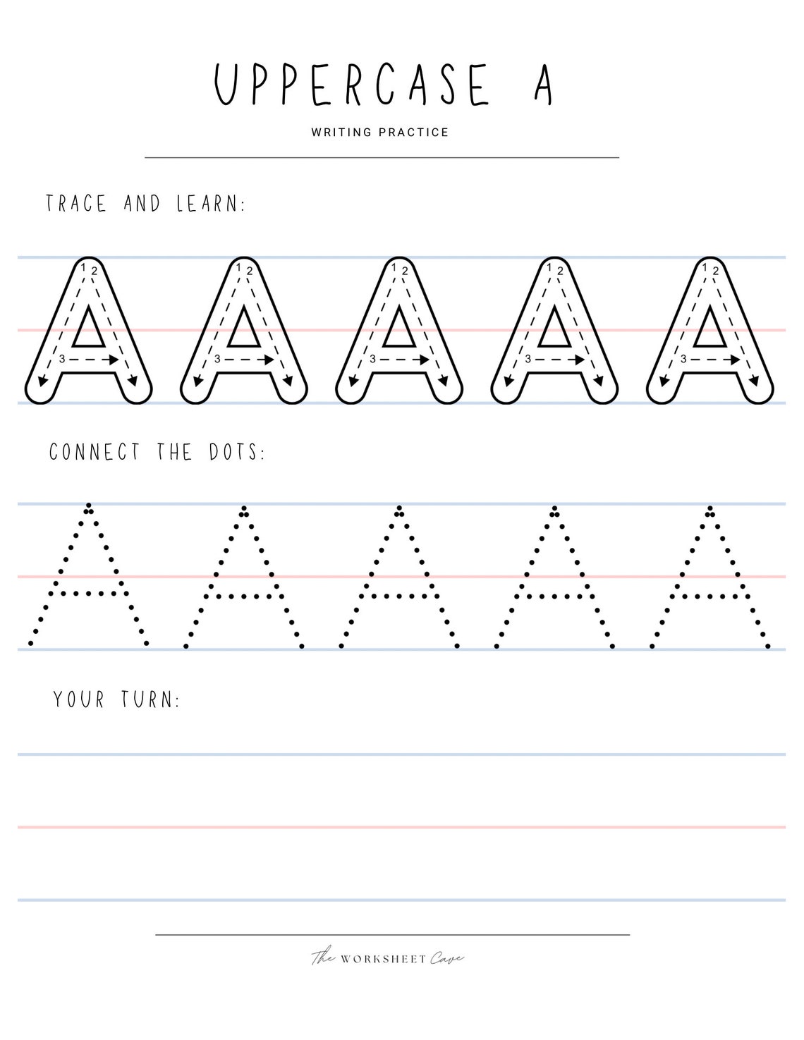Printable Uppercase Handwriting Practice Worksheet Letter Formation ...
