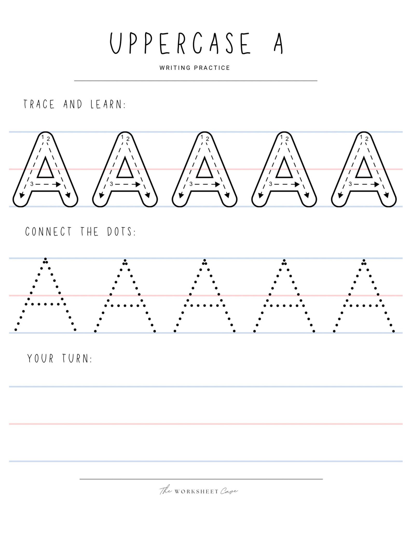 Printable Uppercase Handwriting Practice Worksheet Letter Formation ...