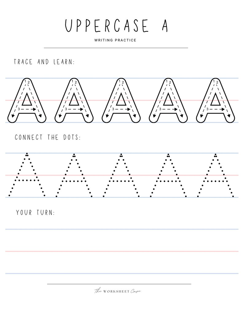 Printable Uppercase Handwriting Practice Worksheet Letter Formation ...