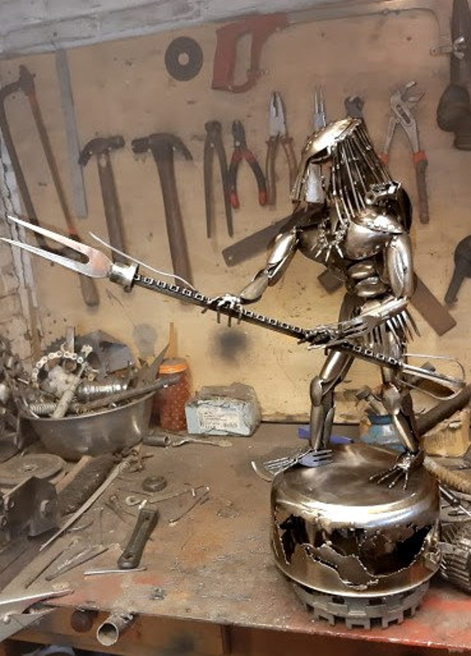 Predator Hunter Sculpture made out of Scrap Metal | Etsy