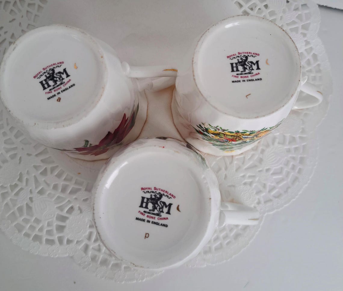 HM Royal Sutherland Fine Bone China Set of 3 Christmas Mugs Santa - Etsy