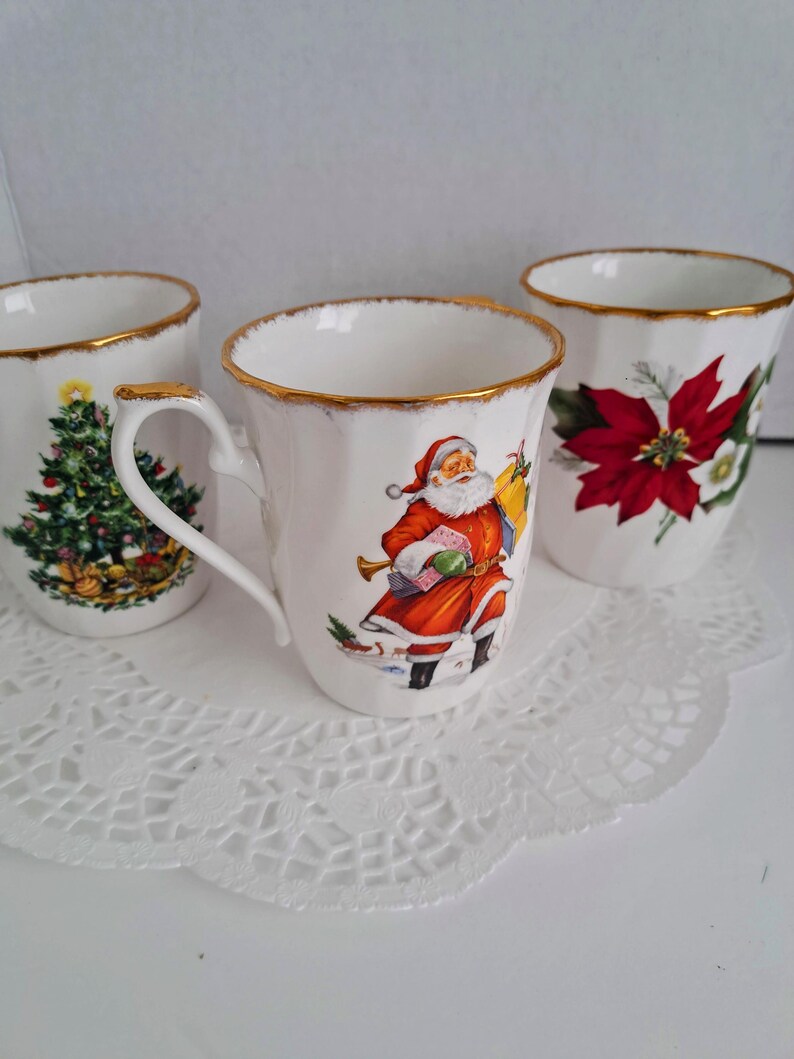HM Royal Sutherland Fine Bone China Set of 3 Christmas Mugs Santa - Etsy