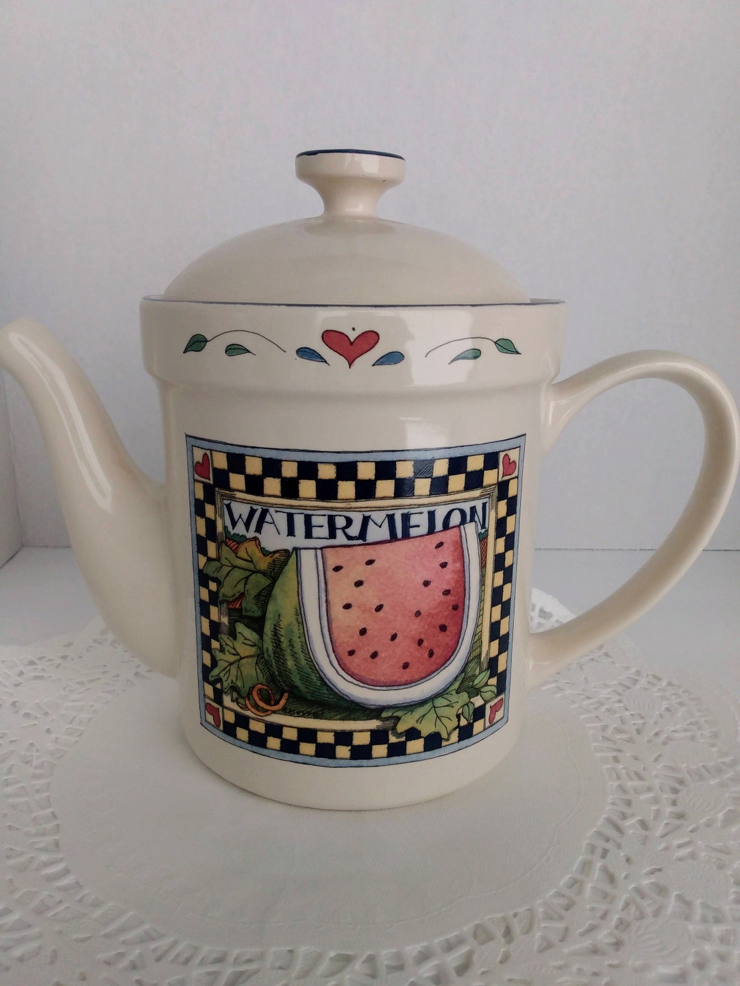 Susan Winget Watermelon Teapot Vintage - Etsy