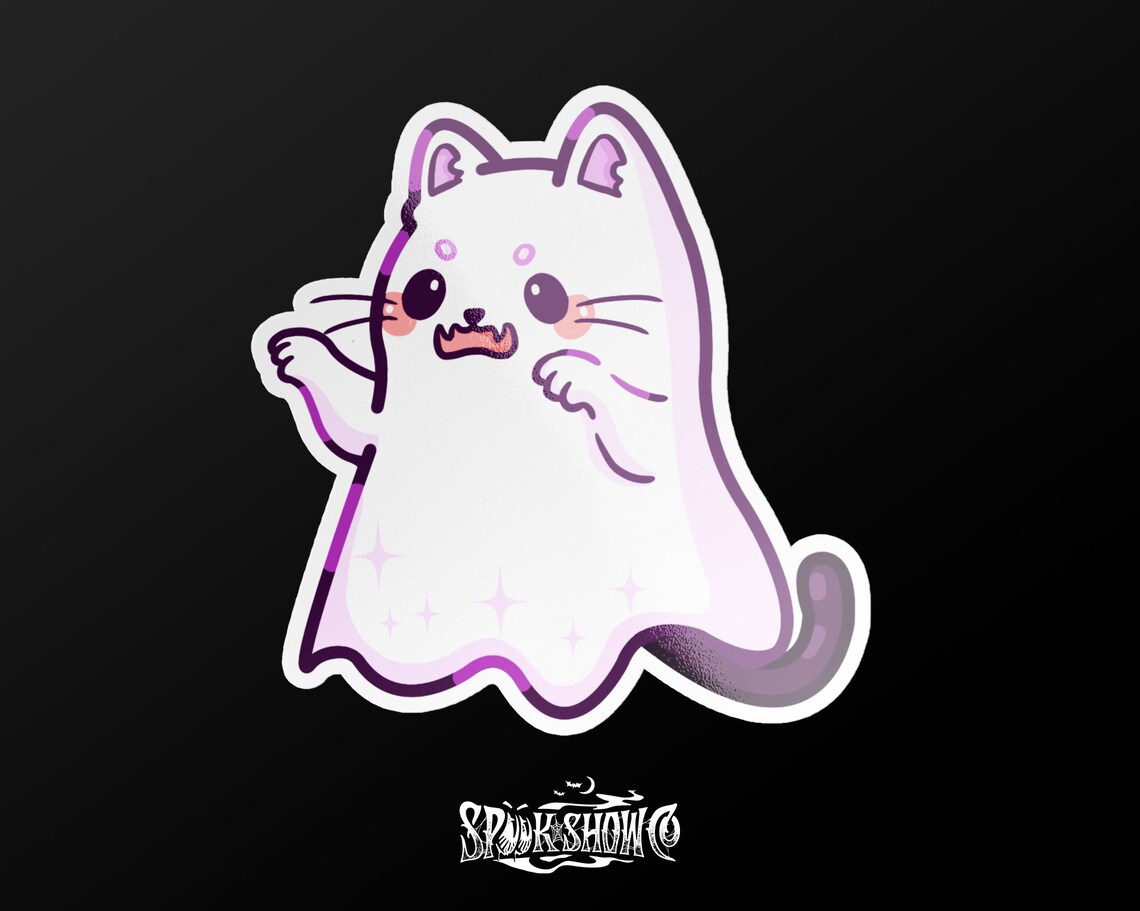 Kawaii Sheet Ghost Cat Sticker Laptop Stickers Vinyl | Etsy