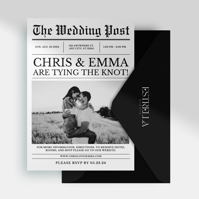 Newspaper Wedding Invitation - Etsy