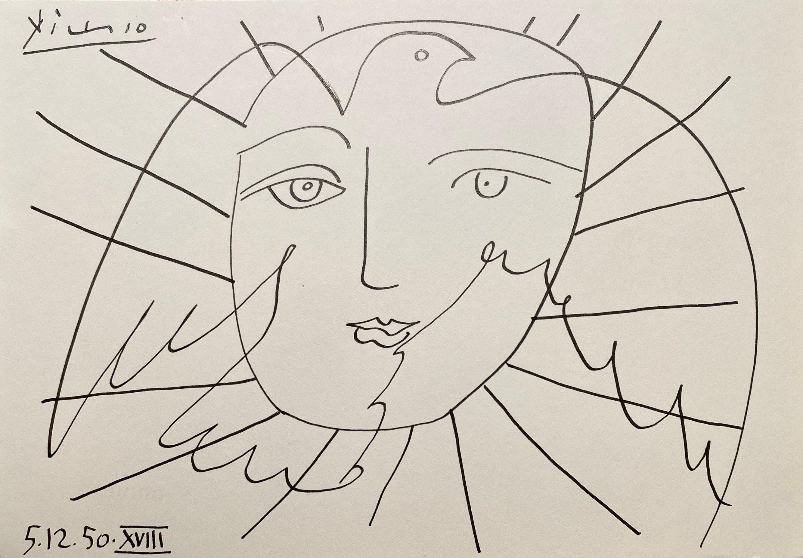 Pablo Picasso, Ink Drawing on Paper, Peace Series, Rare Find, Vintage ...