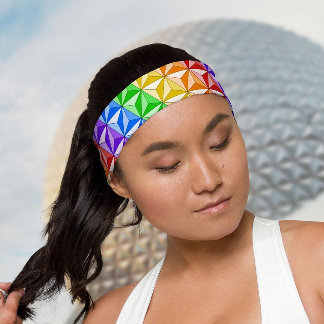 Epcot Pride Headband | Rainbow Spaceship Earth Inspired Geometric ...
