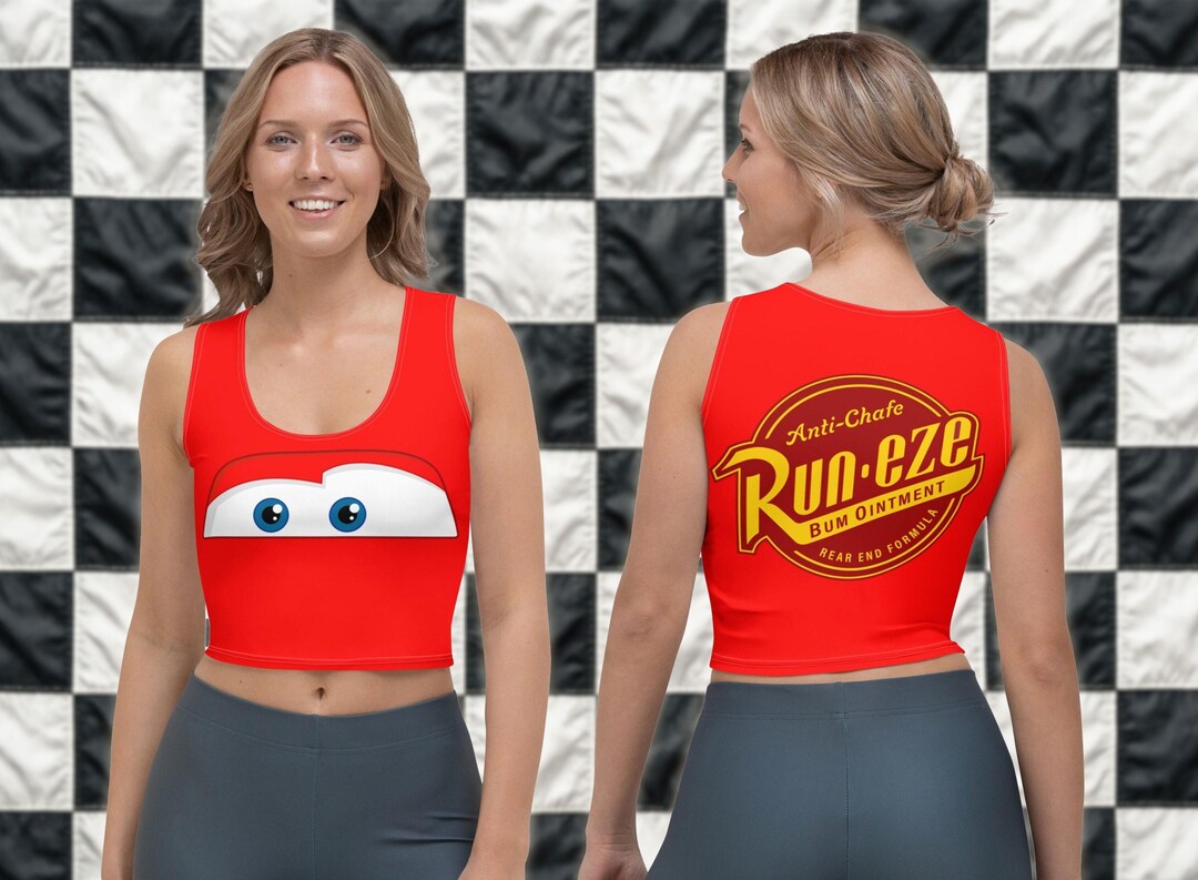 Fun Red Car Runner Crop Tank Top | Race Cars Lightning Inspired Women's ...