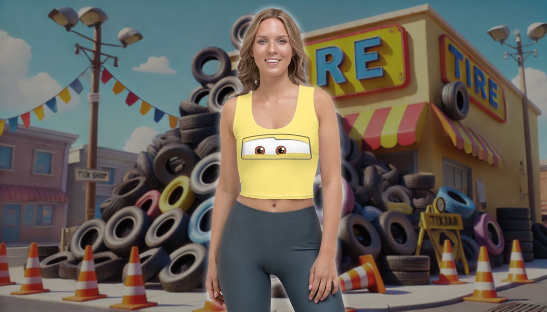Yellow Car Crop Top | Fun Car Character Spoof Women's Costume Cropped ...