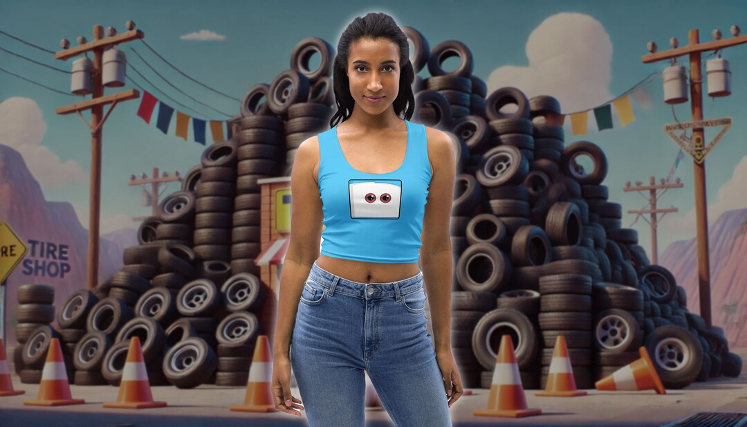 Fun Blue Car Pit Crew Spoof All-over Print Costume Women's Crop Tank ...