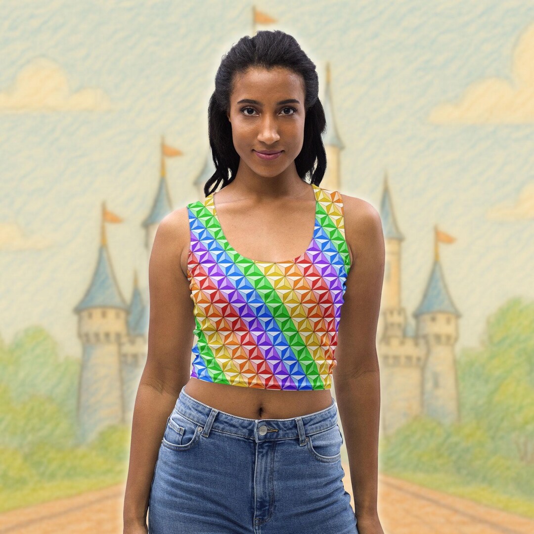 Epcot Pride Crop Top | Rainbow Spaceship Earth Inspired Geometric ...