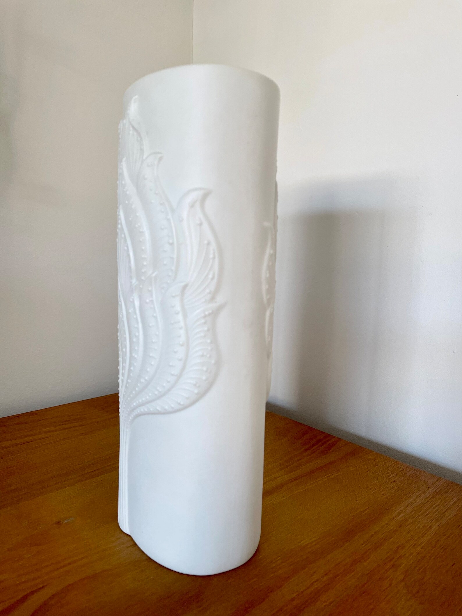 1970s Kaiser West Germany White Biscuit Vase Op Art Flower Dot Design ...