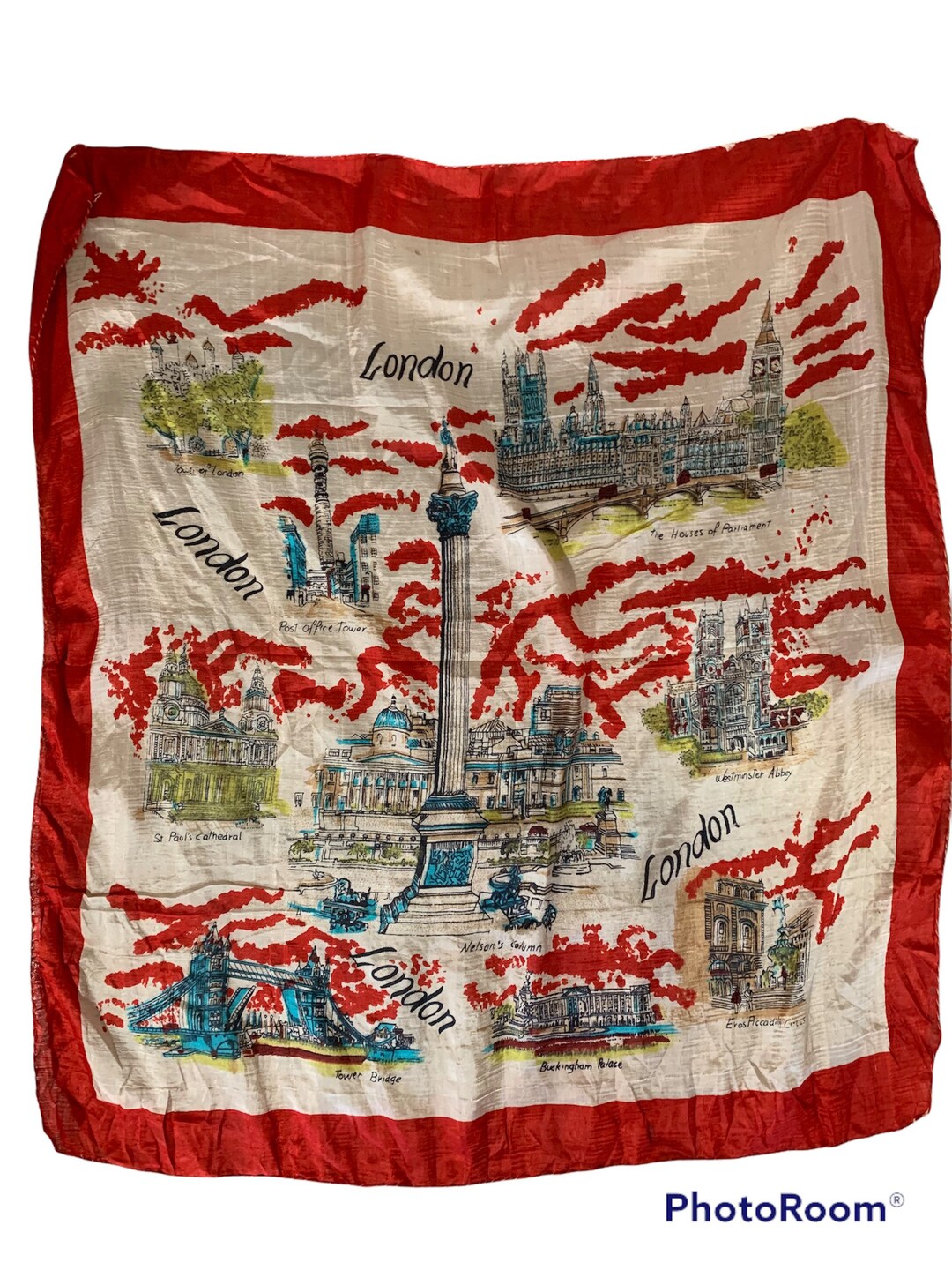 Vintage London Souvenir Scarf - Etsy