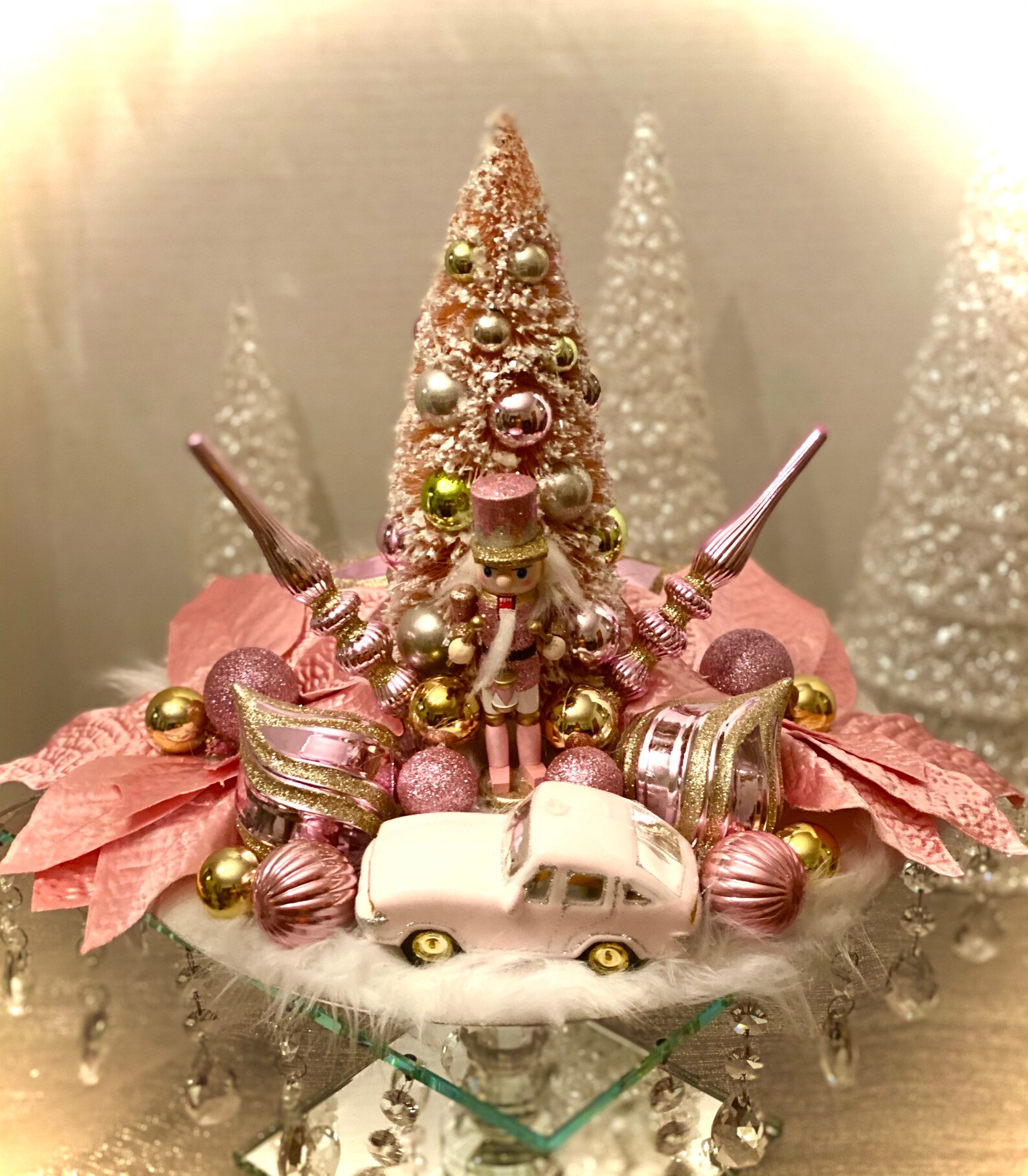 PINK Chic Shabby CenterPiece Victorian Table Arrangement Fur | Etsy