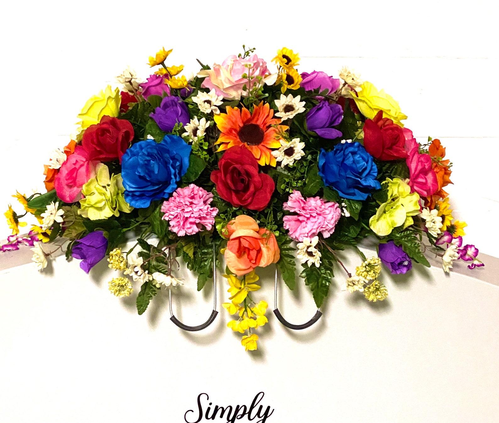 Headstone Saddle Cemetery Flowers Arrangement Decoration Grave ...