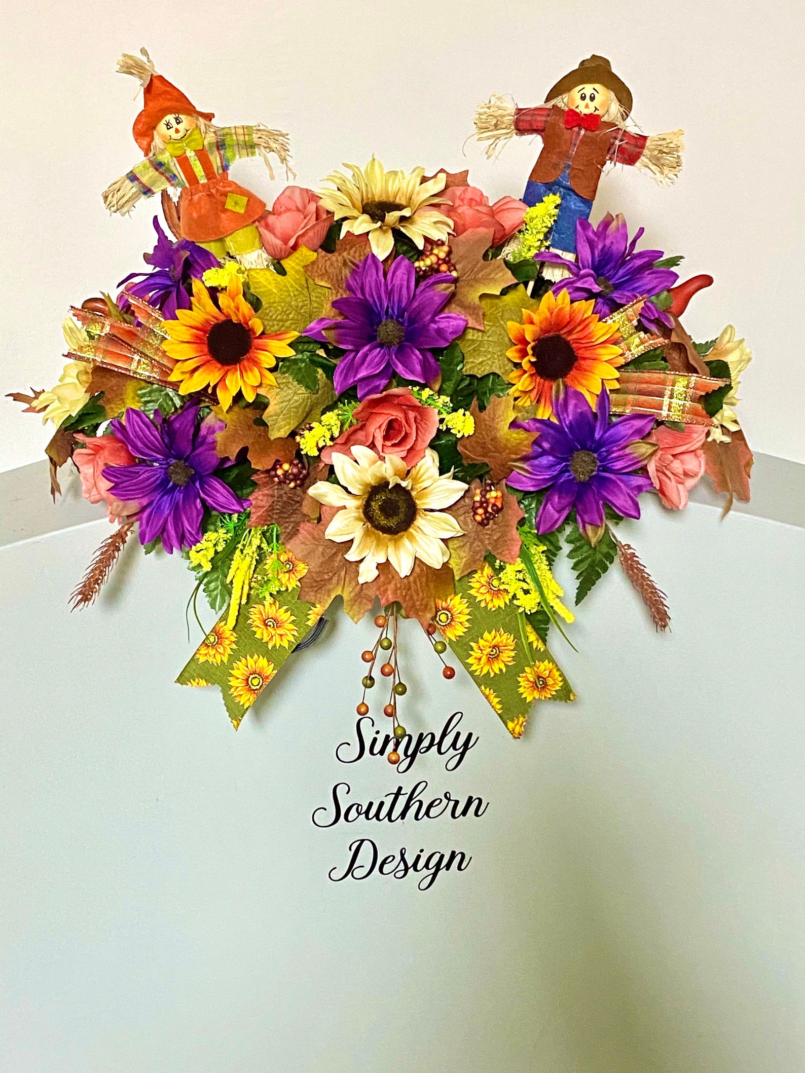 Saddle Headstone Fall Flowers Cemetery Autumn Arrangement Decoration ...