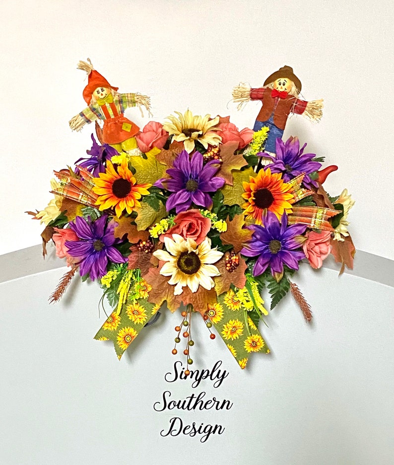 Saddle Headstone Fall Flowers Cemetery Autumn Arrangement Decoration ...