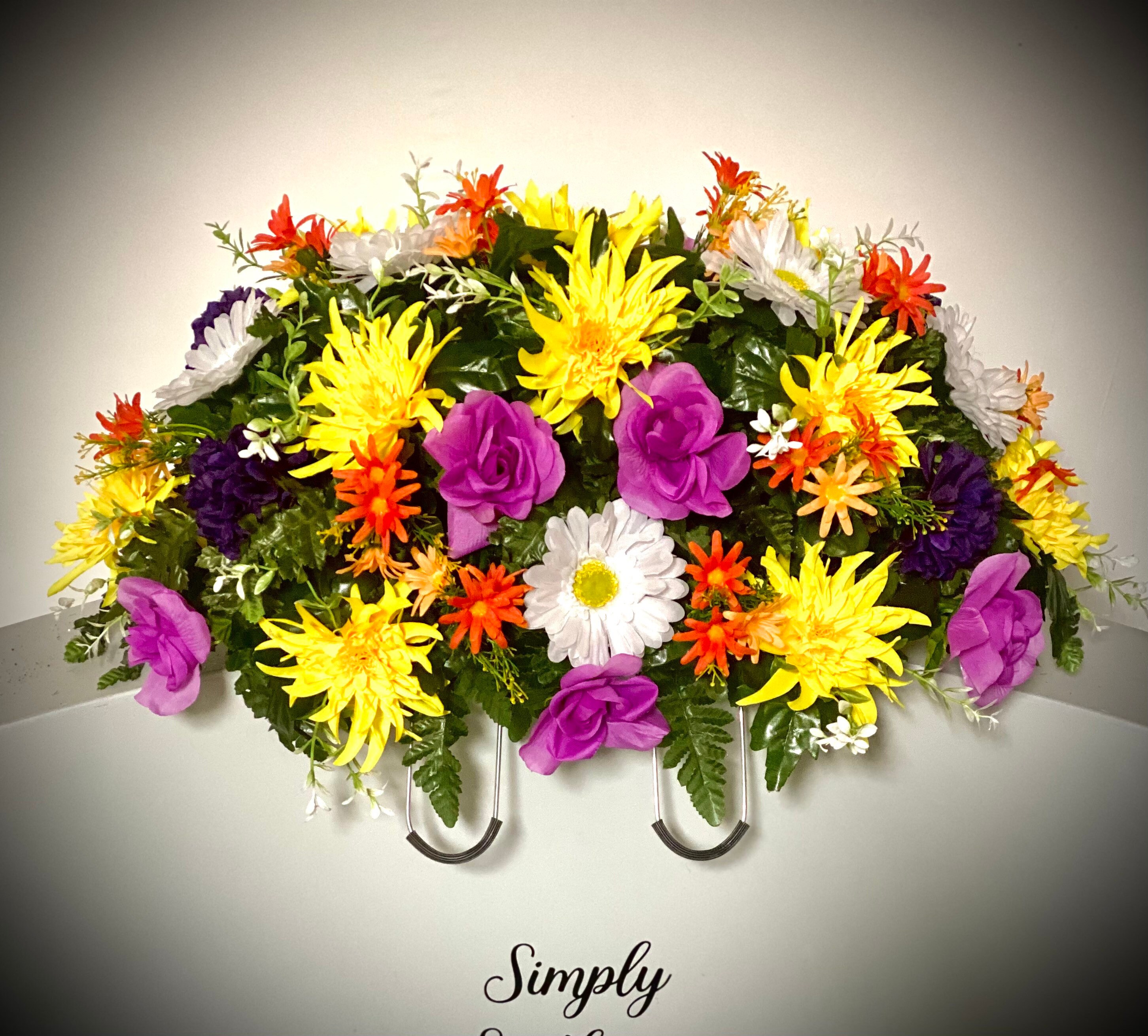 Saddle Headstone Cemetery Flowers Arrangement Decoration Grave ...