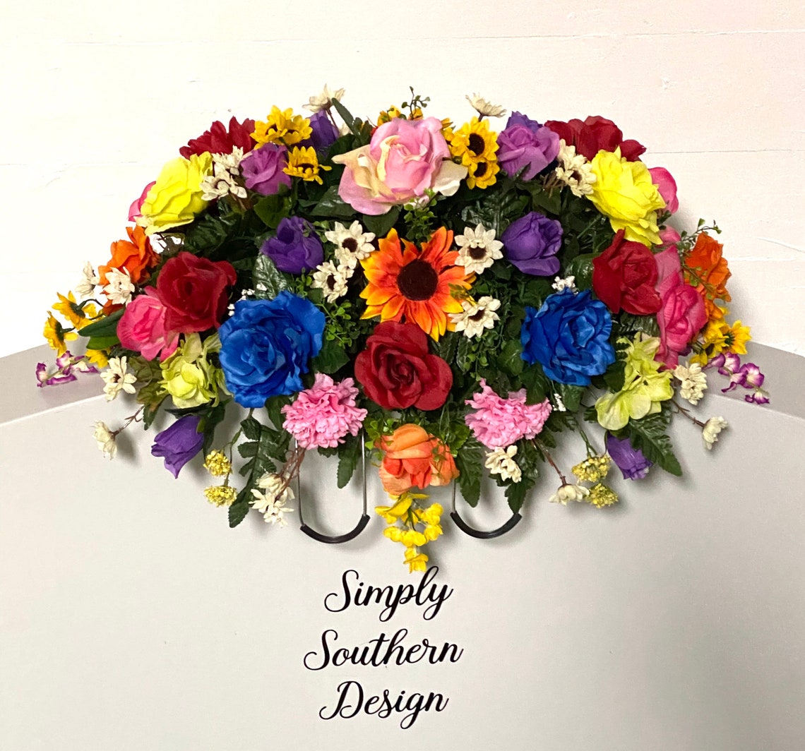 Headstone Saddle Cemetery Flowers Arrangement Decoration Grave ...