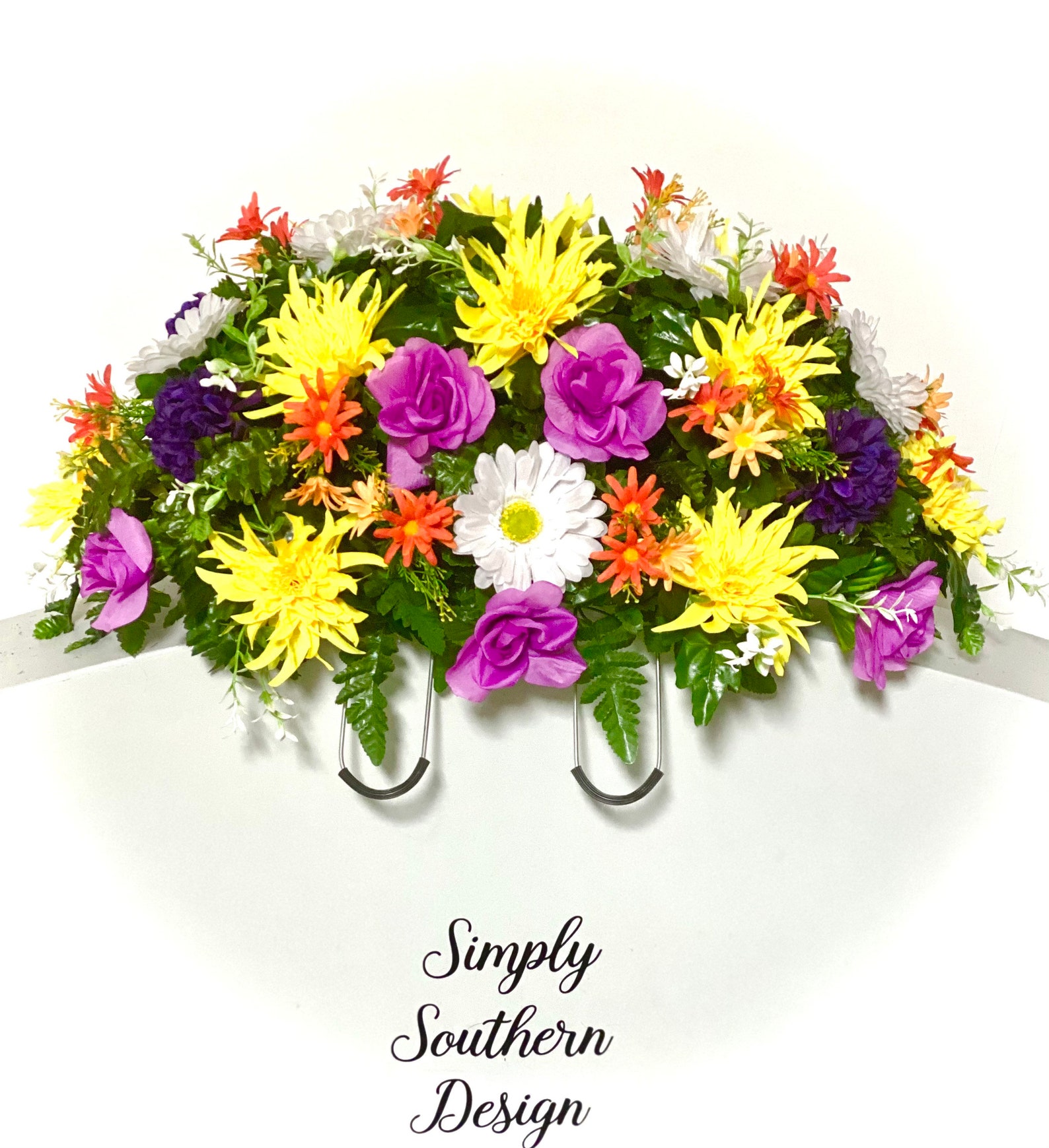 Saddle Headstone Cemetery Flowers Arrangement Decoration Grave ...