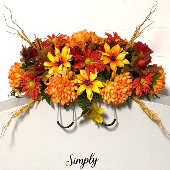 Fall Saddle Headstone Flowers Arrangement Cemetery Saddle - Etsy