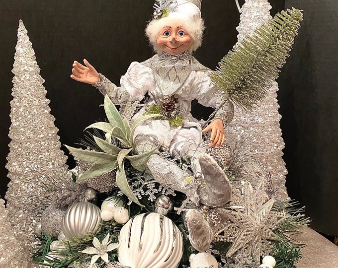 Christmas Elf Centerpiece Table Arrangement Home House Decoration White ...