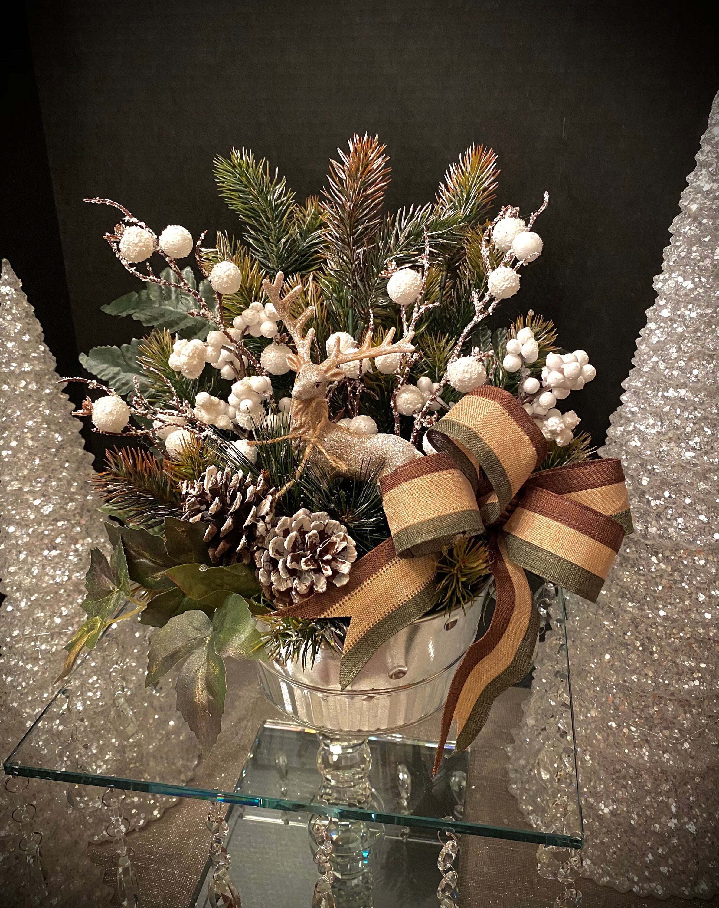 Winter Rustic Deer Deer Table Arrangement Floral Flowers - Etsy