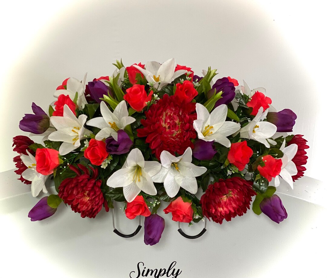Headstone Saddle Flowers Cemetery Arrangement Decoration Grave Spring ...