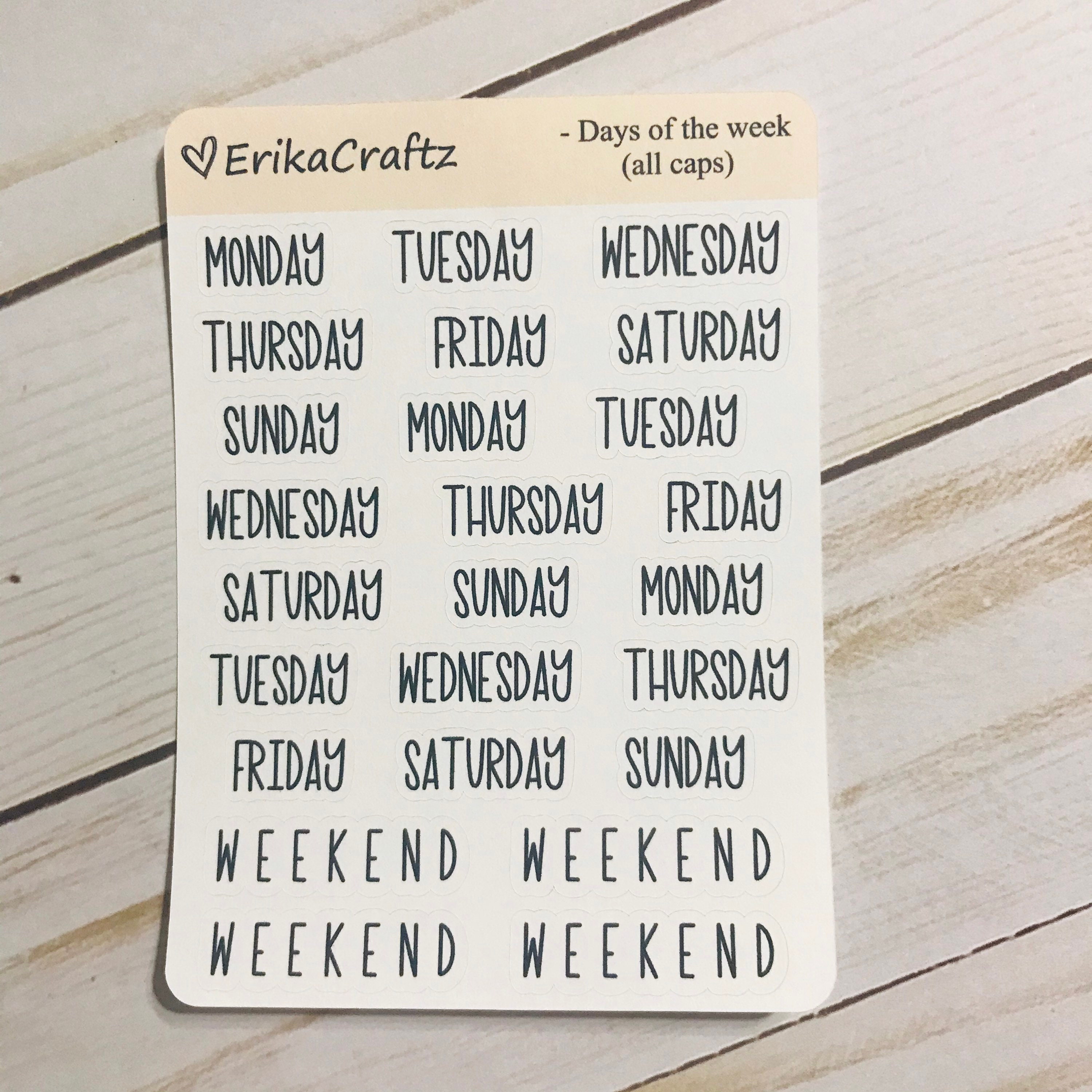 Days of the Week Script Stickers Perfect for Any Planner - Etsy