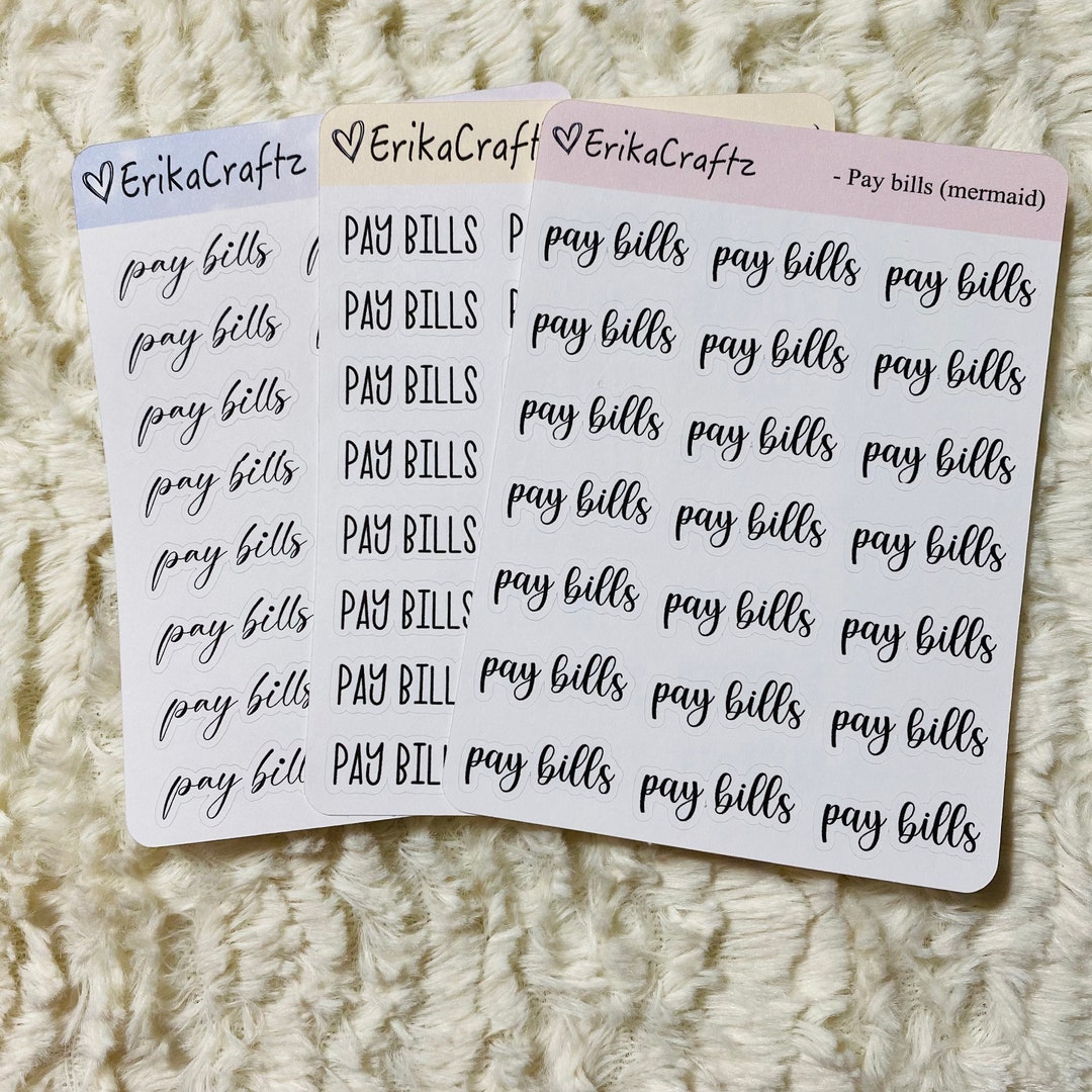 Pay Bills Script Stickers - Etsy