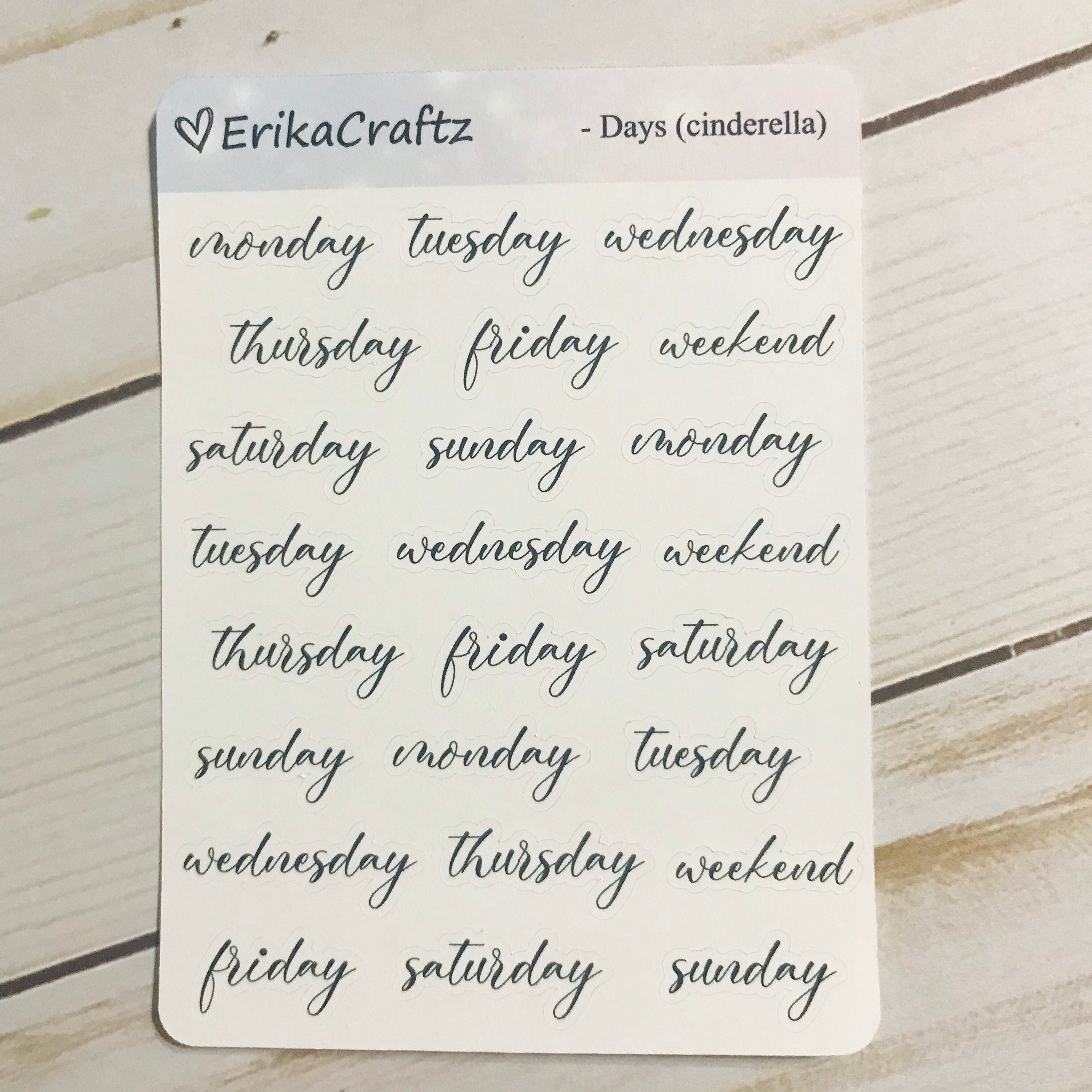 Days of the Week Script Stickers Perfect for Any Planner - Etsy
