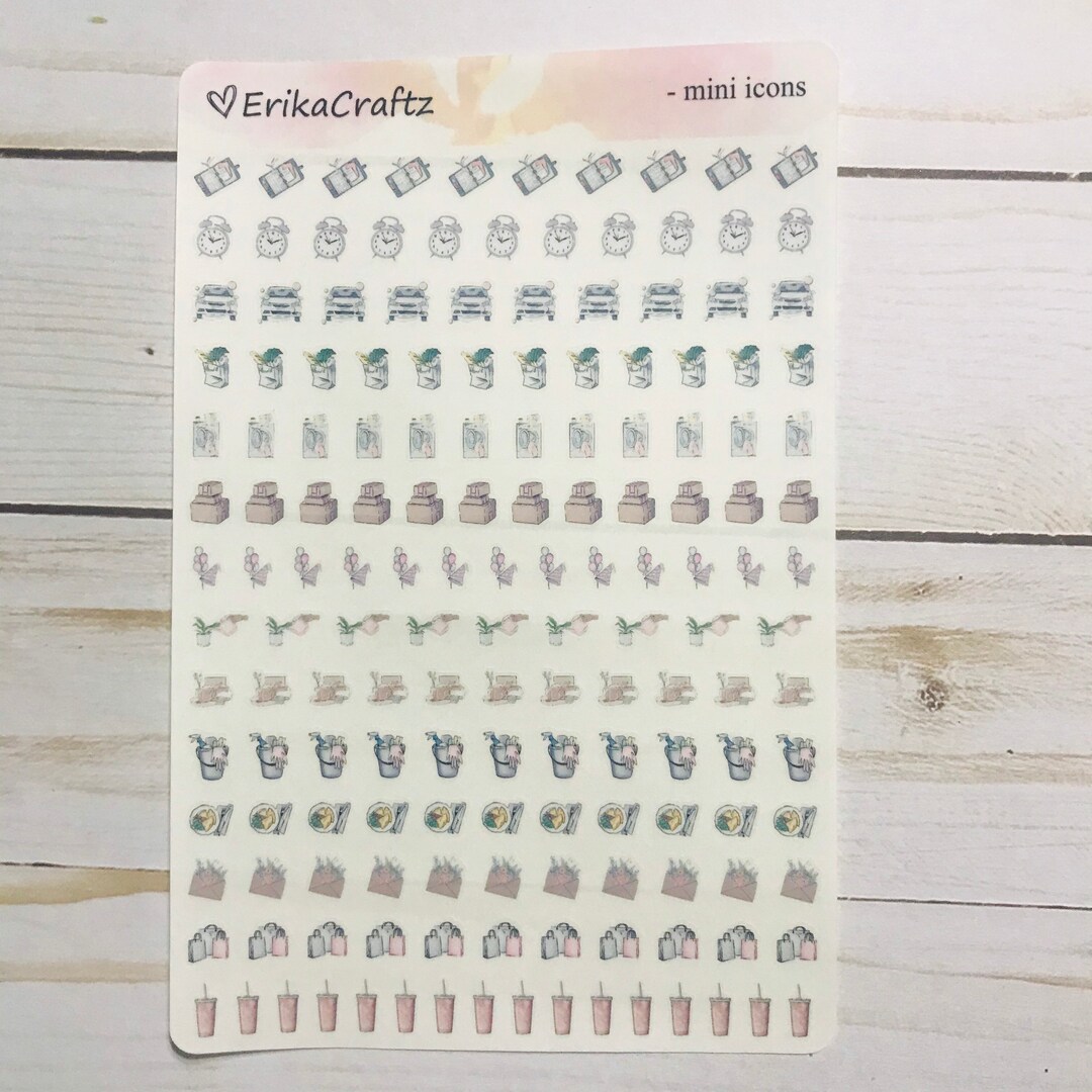 Mini Icons 170 STICKERS Clear Matte or White Matte Planner Icons ...