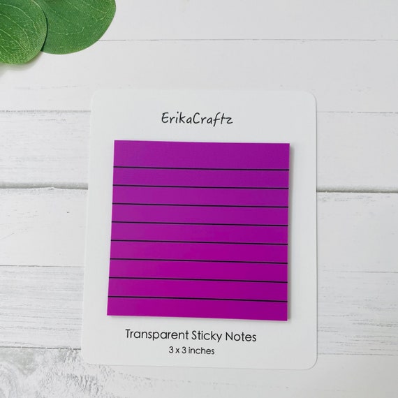 Lined Neon Purple Transparent Sticky Notes - Etsy
