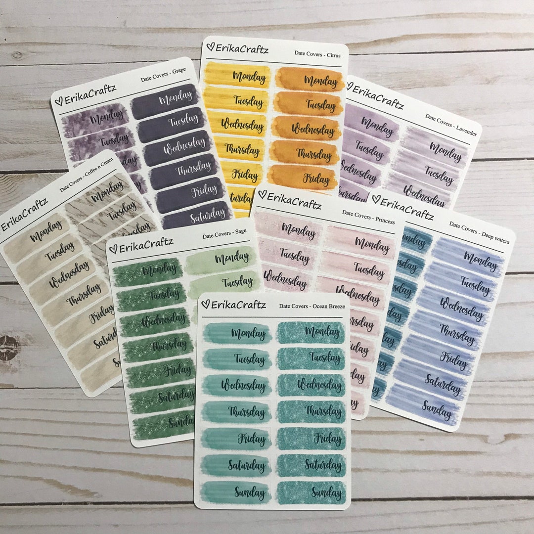 Date Covers Planner Stickers Many Colors Available - Etsy