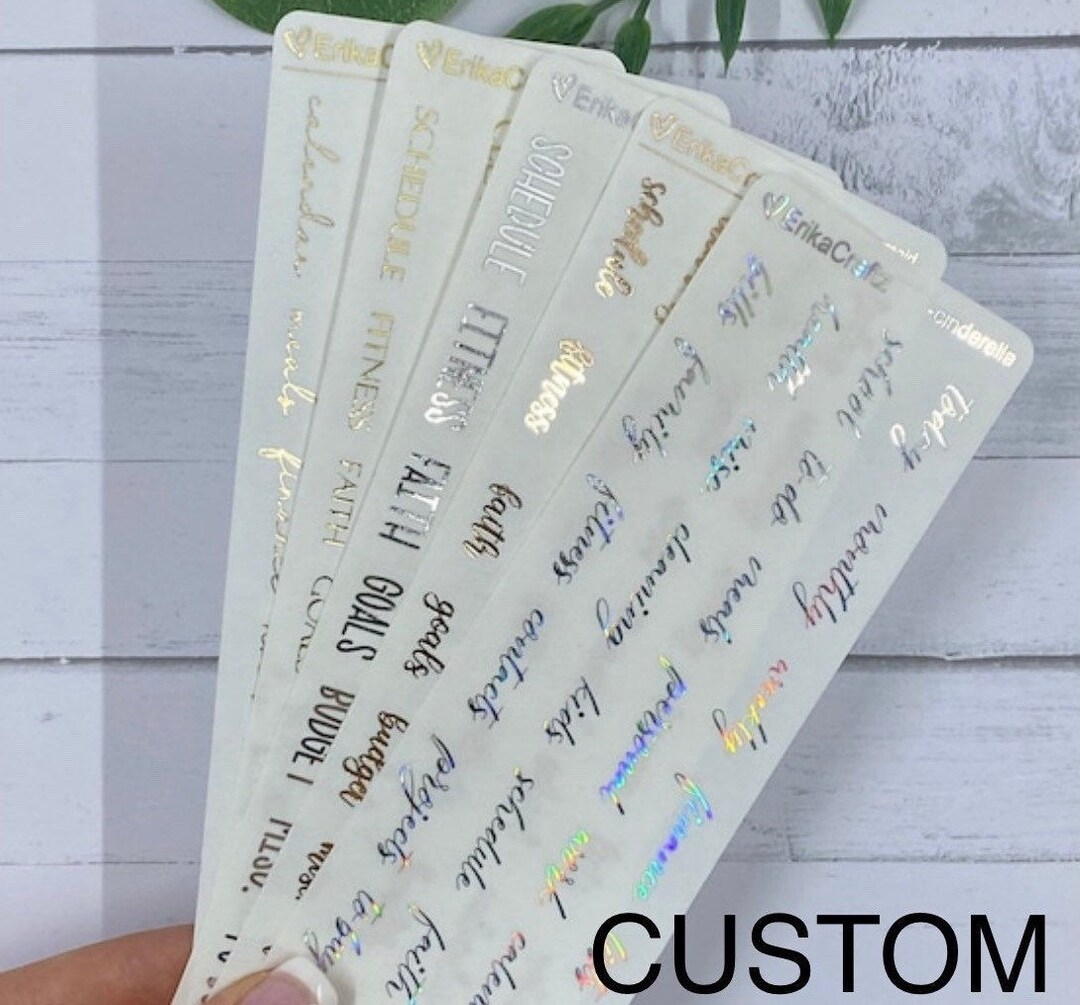 FOILED CUSTOM Planner Divider Stickers Choose Your Words - Etsy