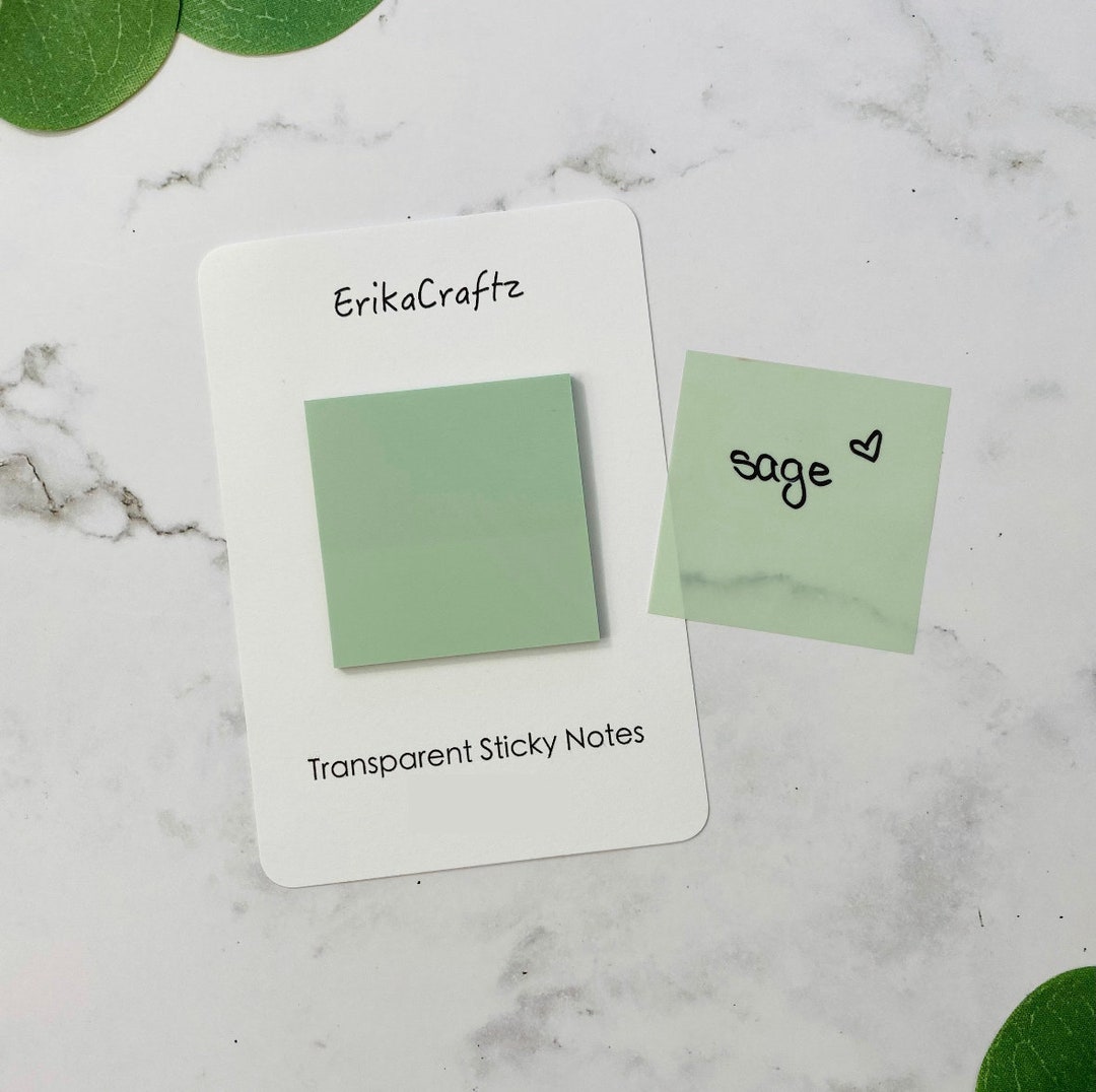 Sage SMALL Transparent Sticky Notes - Etsy