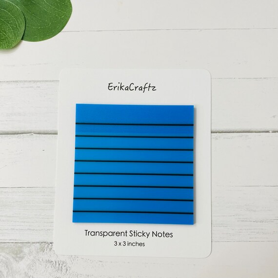 Lined Neon Blue Transparent Sticky Notes - Etsy