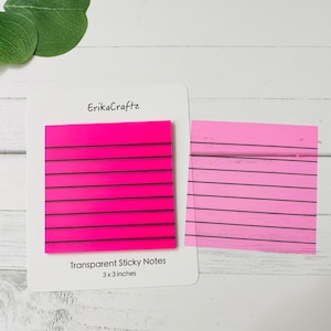 Lined Neon Pink Transparent Sticky Notes - Etsy
