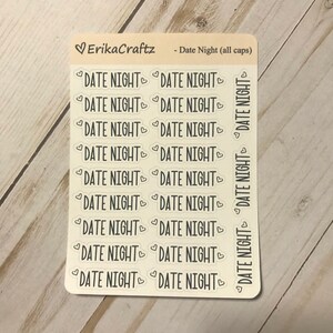 Date Night Script Stickers Planner Stickers White Matte Stickers Choose ...