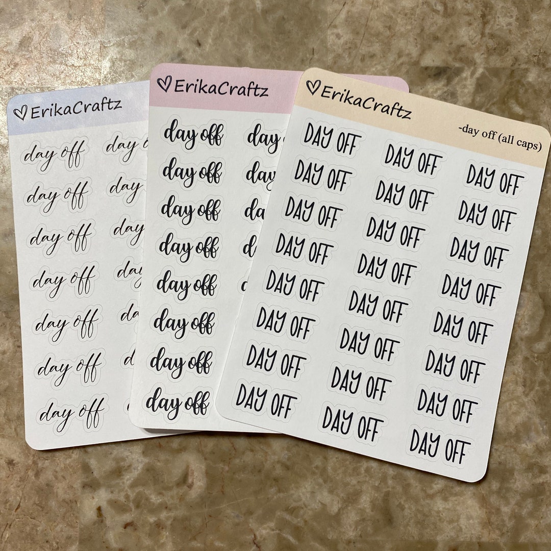 Day off Script Stickers Planner Stickers White Matte Sticker - Etsy