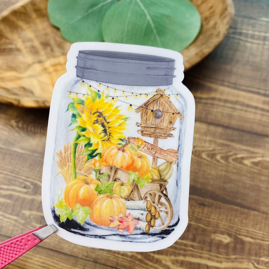 Fall Mason Jar Sticker Diecut - Etsy