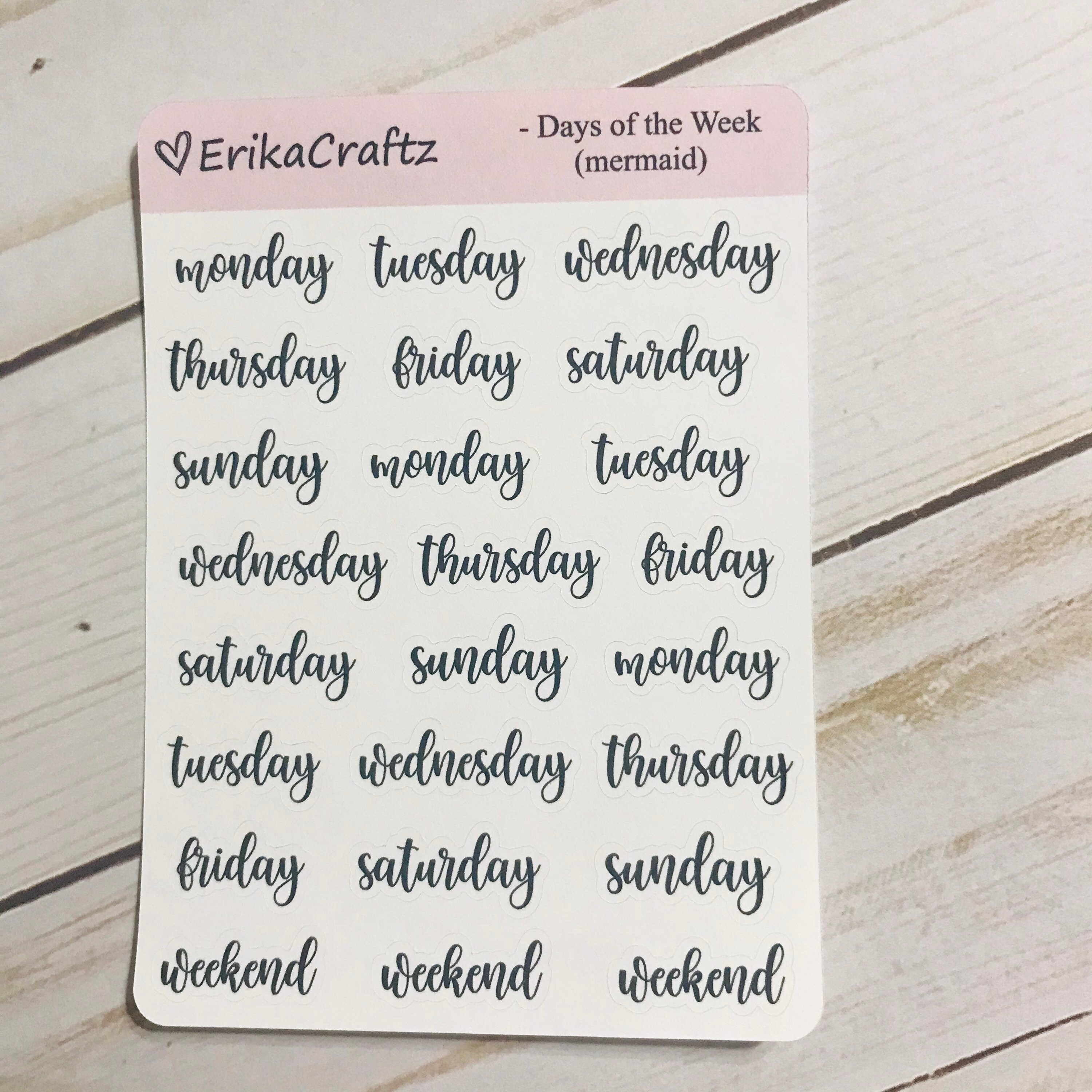 Days of the Week Script Stickers Perfect for Any Planner - Etsy