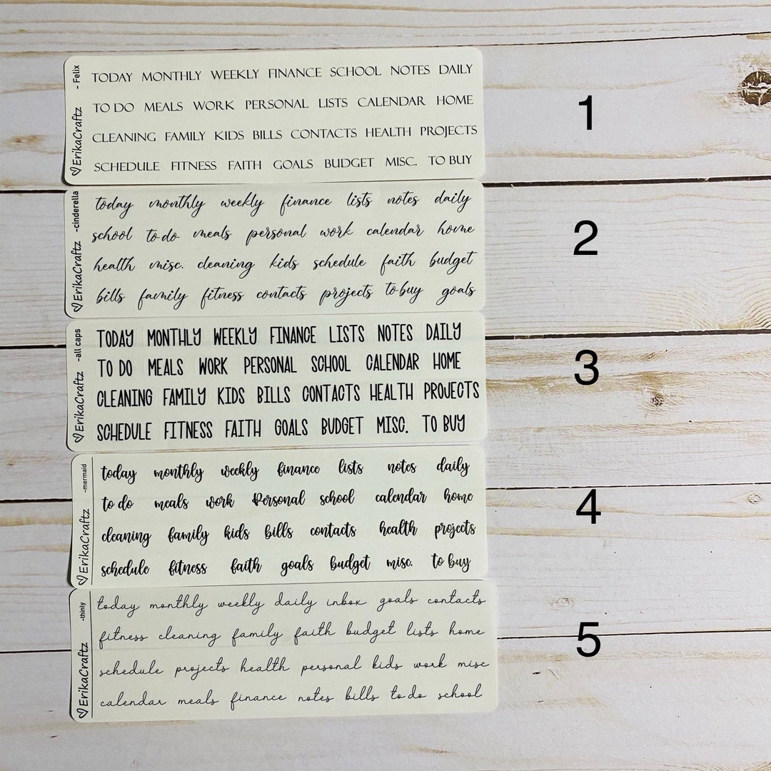 Planner Divider Stickers Label Your Tabs Matte Clear or Matte White ...