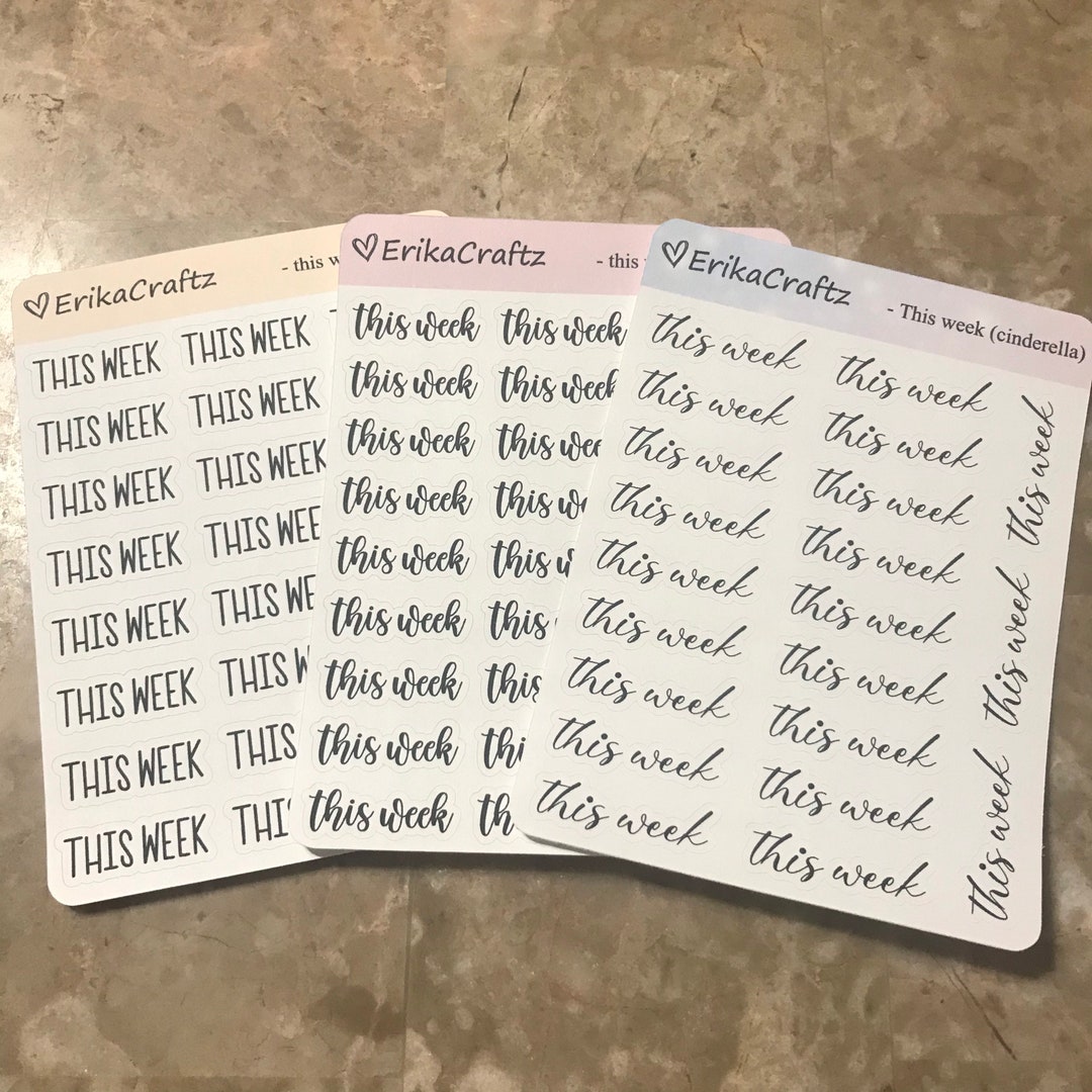 This Week Script Stickers Planner Stickers White or Clear Matte - Etsy