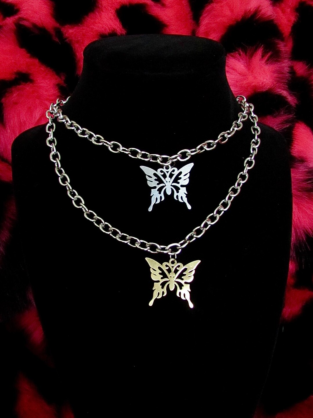 Stainless Steel Butterfly Y2K Chain Pendant Necklace Festival Jewelry ...