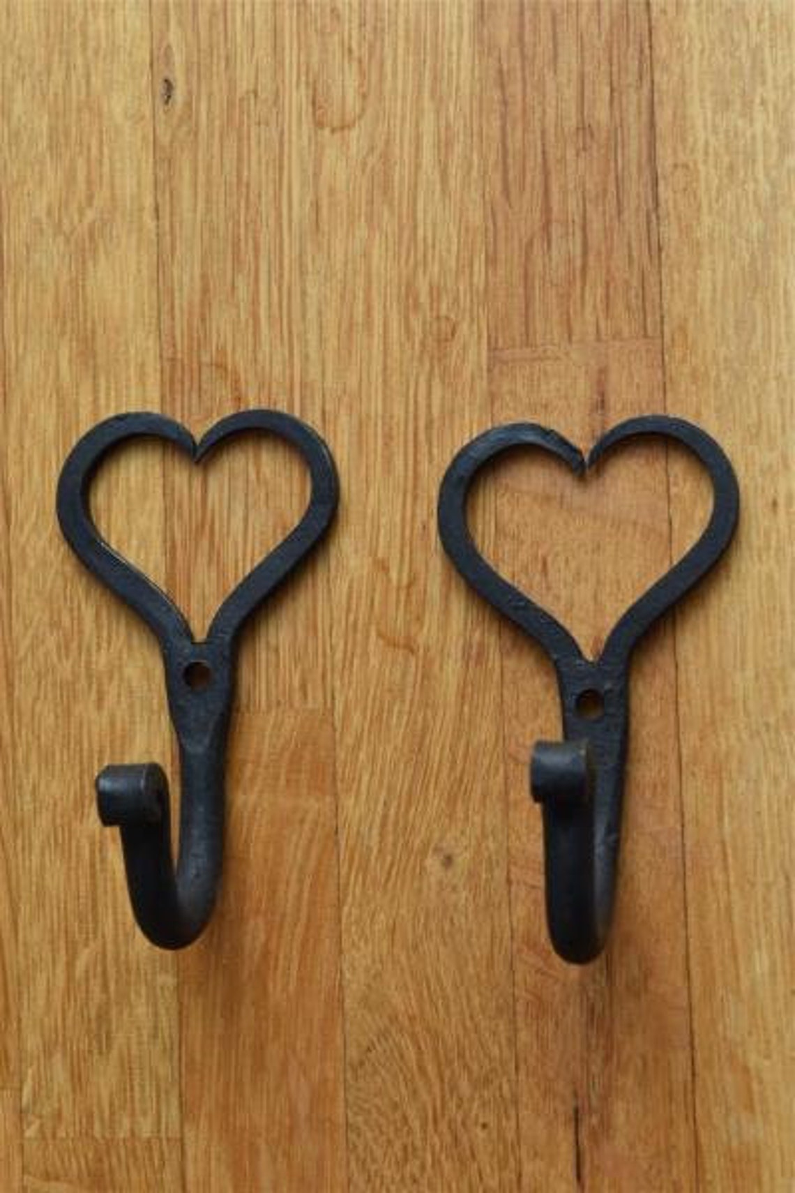 A Pair of Small Wrought Iron Shaker Heart Hooks Folk Art Wall | Etsy