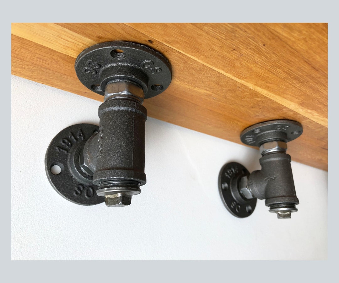A Pair of Cool Industrial Style Cast Iron Pipe Shelf Brackets. - Etsy UK