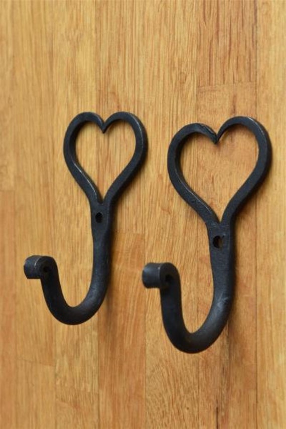 A Pair of Small Wrought Iron Shaker Heart Hooks Folk Art Wall | Etsy