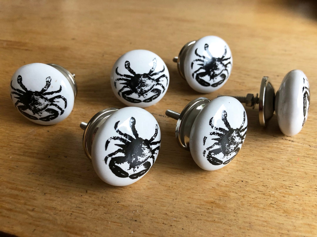 Six Lovely Glazed Ceramic Crab Drawer or Cupboard Door Knobs - Etsy
