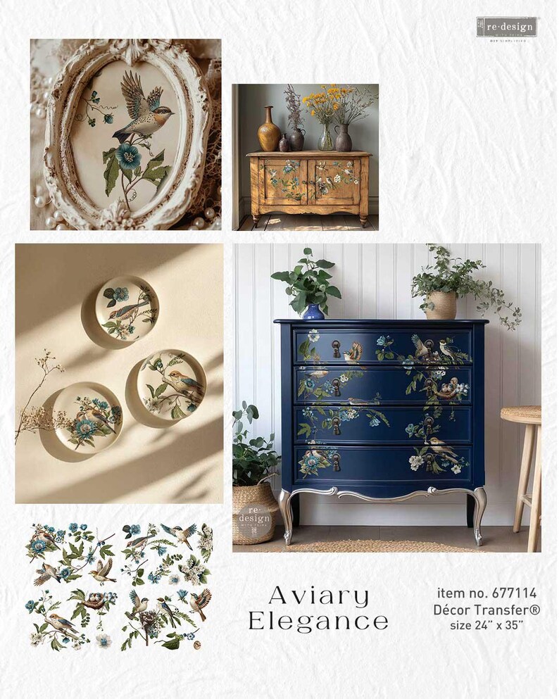 AVIARY ELEGANCE | Rub on Transfer | Decals | Redesign With Prima | 24 X ...